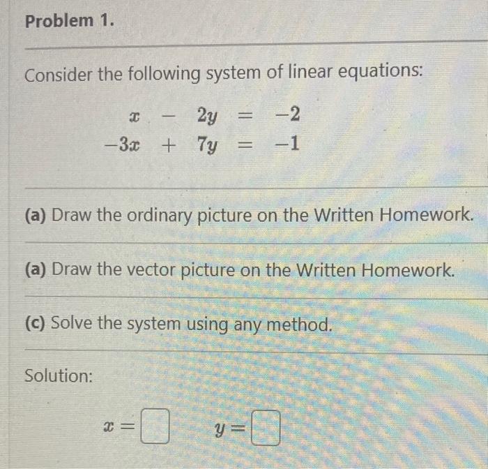 Solved Consider the following system of linear equations: | Chegg.com