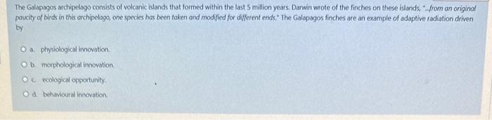 Solved The Galapagos archipelogo consists of volcanic | Chegg.com