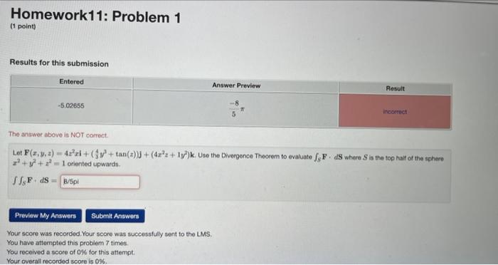 Solved Homework11: Problem 1 (1 point) Results for this | Chegg.com