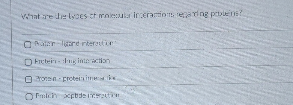 Solved What are the types of molecular interactions | Chegg.com