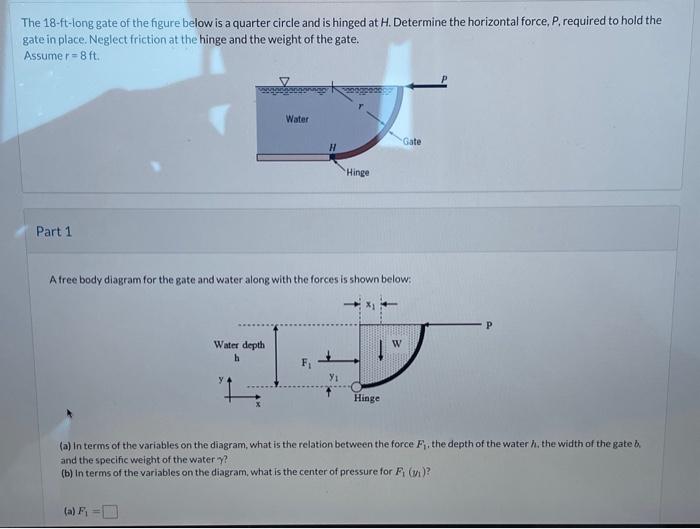 Solved The 18 -ft-long gate of the figure below is a quarter | Chegg.com