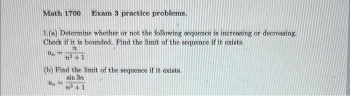 Solved 1.(a) Determine whether or not the following sequence | Chegg.com