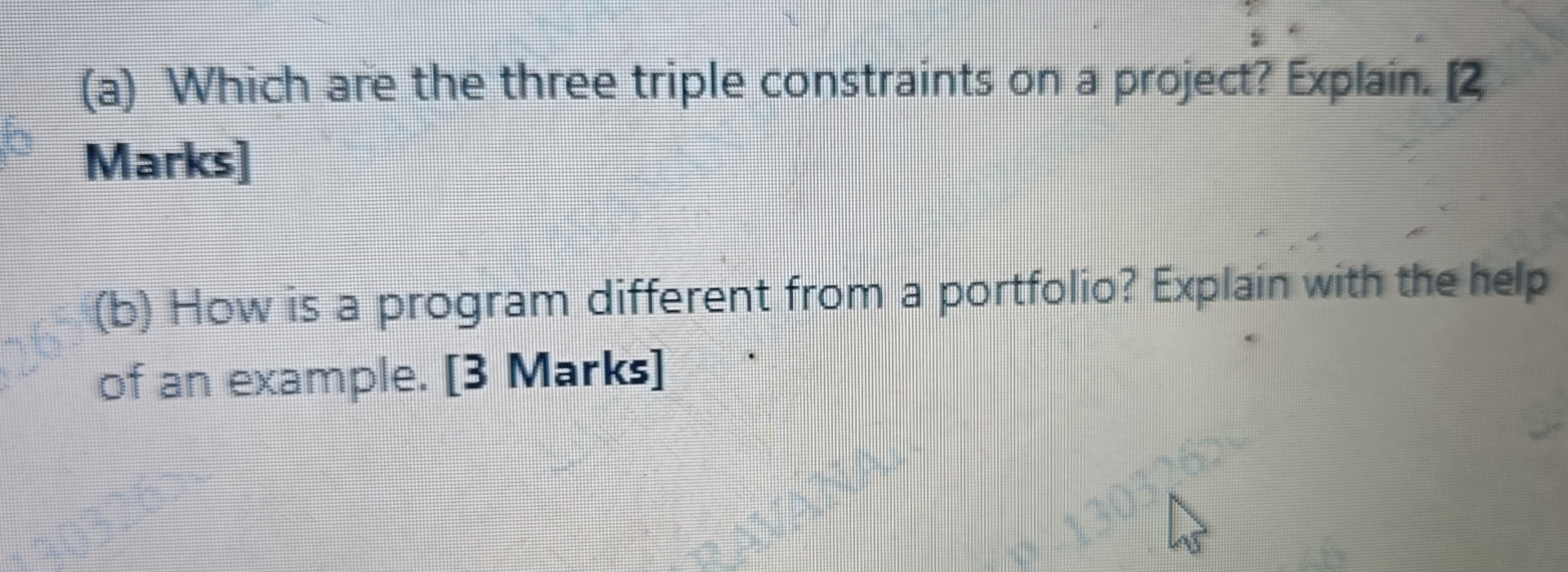 Solved (a) ﻿Which are the three triple constraints on a | Chegg.com