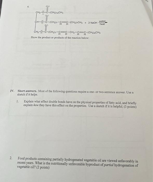 Solved IV. Short answers. Most of the following questions | Chegg.com
