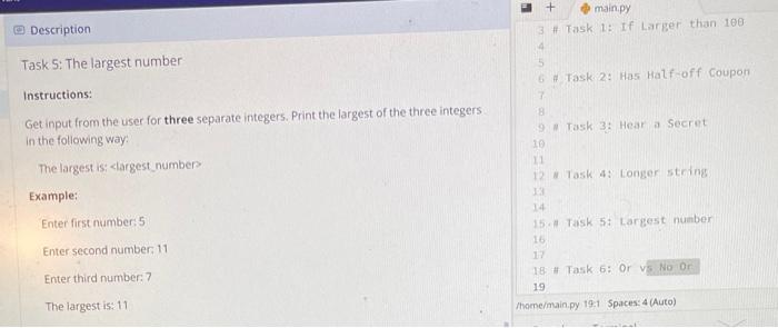 Solved this is a Python assignment and this task 5 &6 | Chegg.com