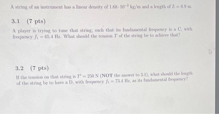 Solved A string of an instrument has a linear density of | Chegg.com