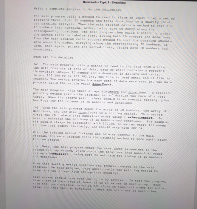 Solved Homework-Topic 9 - Donations: Write a complete | Chegg.com