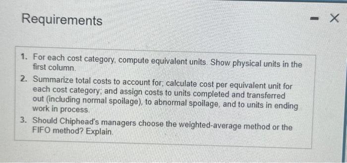 Solved Chiphead is a fast-growing manufacturer of computer | Chegg.com