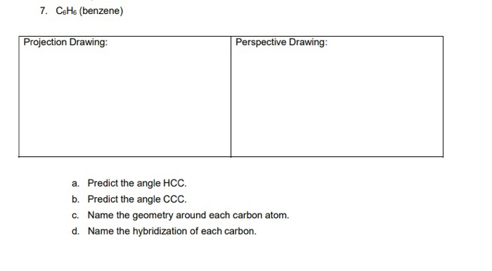 Solved 7. CeH€ (benzene) Projection Drawing: Perspective | Chegg.com