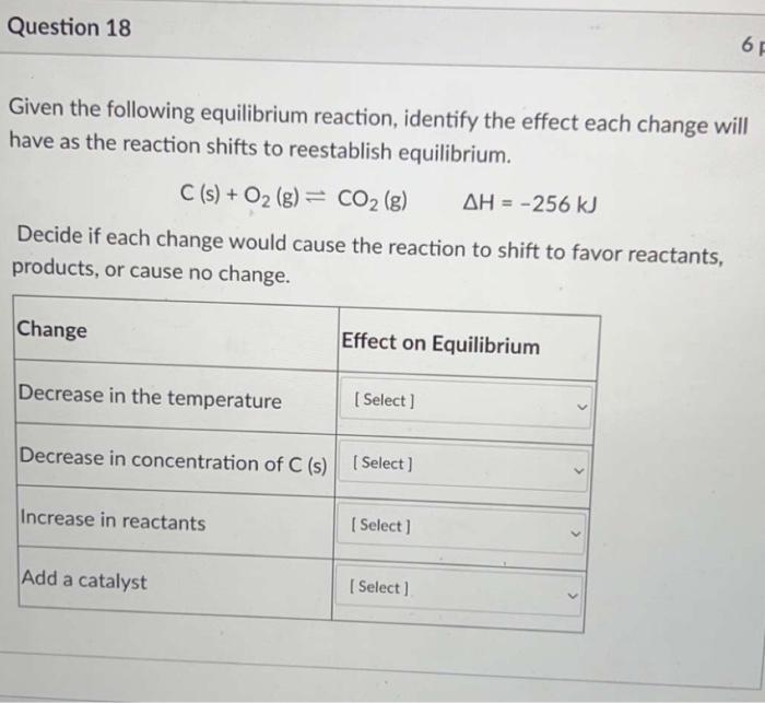 Solved Given the following equilibrium reaction, identify | Chegg.com