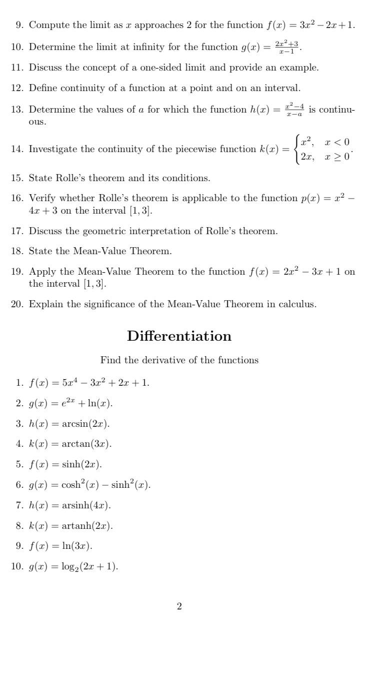 Solved Compute the limit as x ﻿approaches 2 ﻿for the | Chegg.com