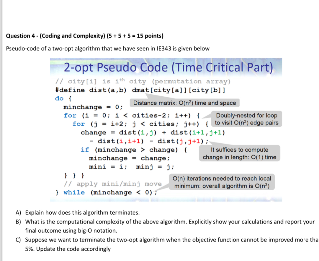 Solved Question 4 - (Coding and Complexity) | Chegg.com