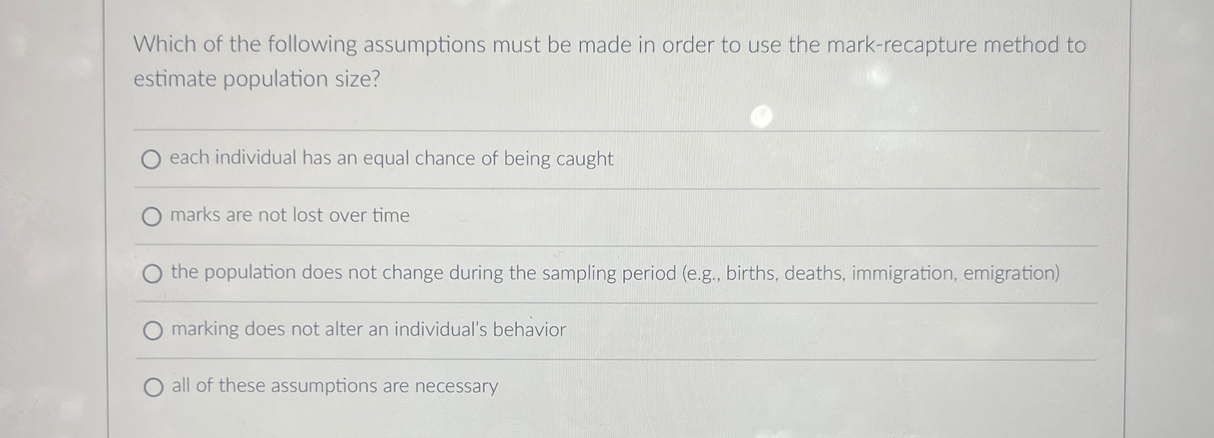 Solved Which of the following assumptions must be made in | Chegg.com