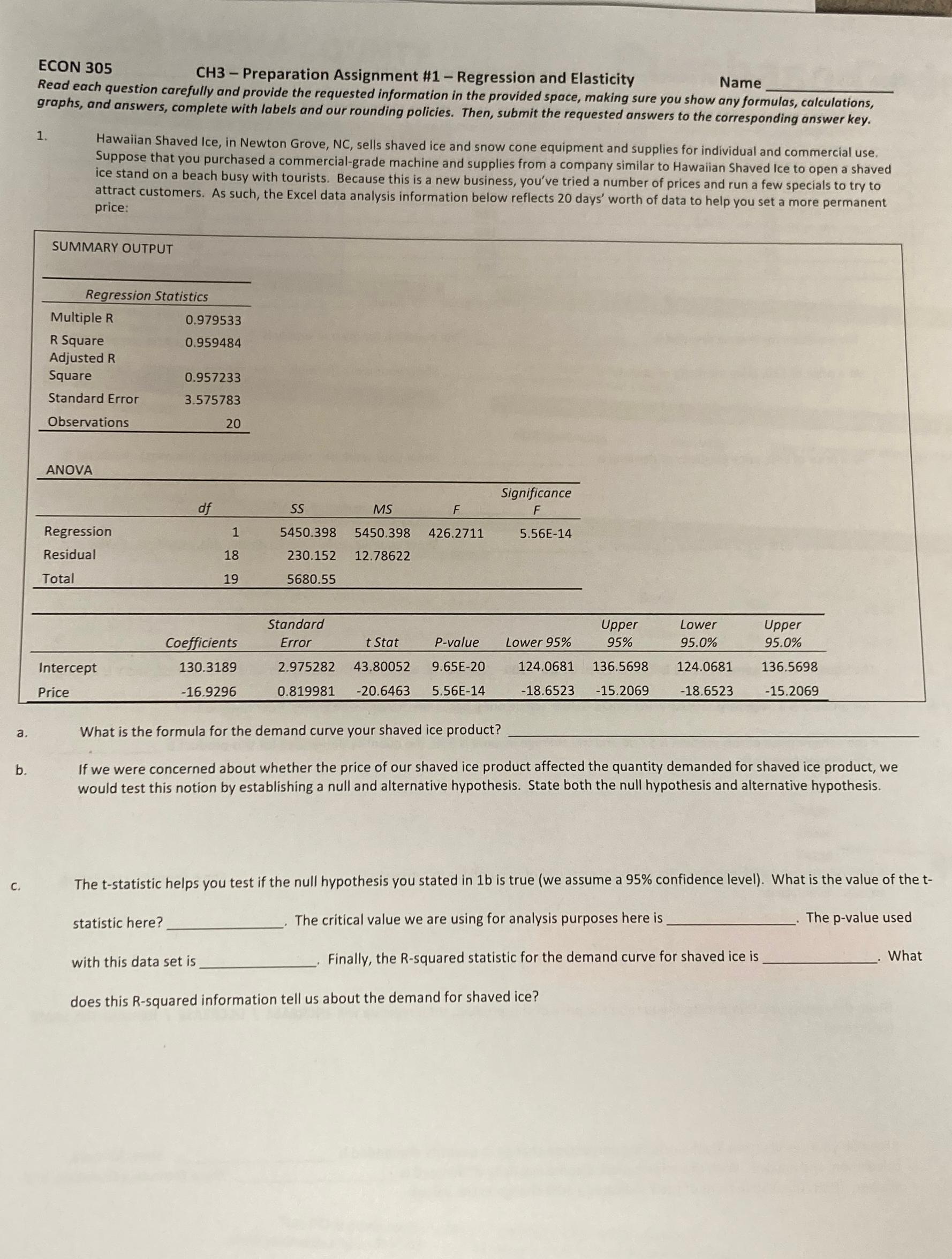 Solved ECON 305CH3 - ﻿Preparation Assignment #1 - | Chegg.com