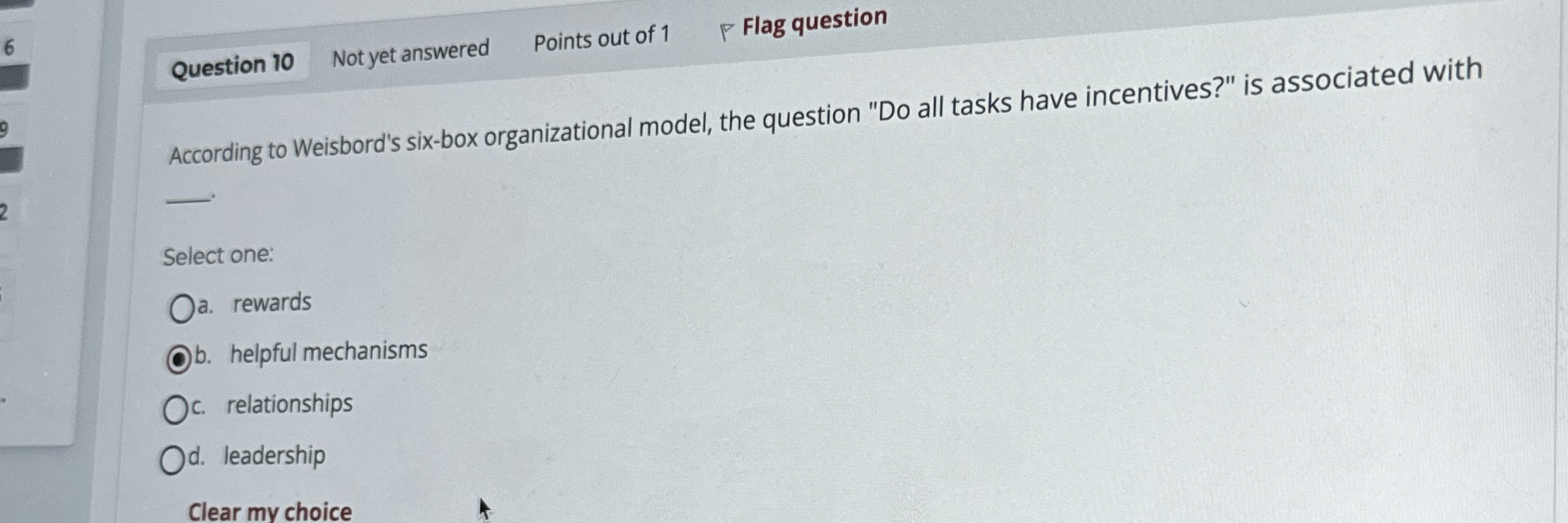 Solved According to Weisbord's six-box organizational model, | Chegg.com