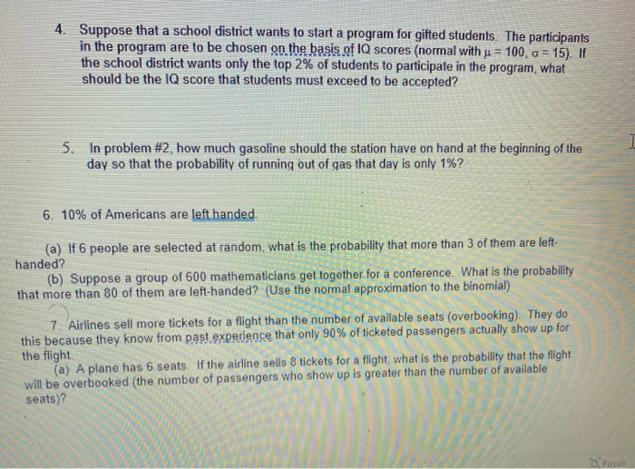 Solved Problems on Normal Distribution Directions: Draw a | Chegg.com