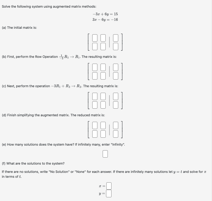 Solved Solve the following system using augmented matrix | Chegg.com