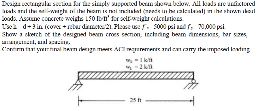 Solved Design rectangular section for the simply supported | Chegg.com