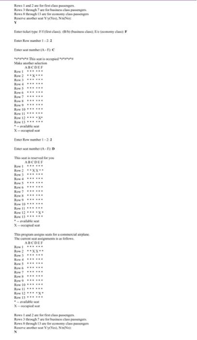 Solved Problem 02 (Airplane Seating Assignment) (60 points) | Chegg.com