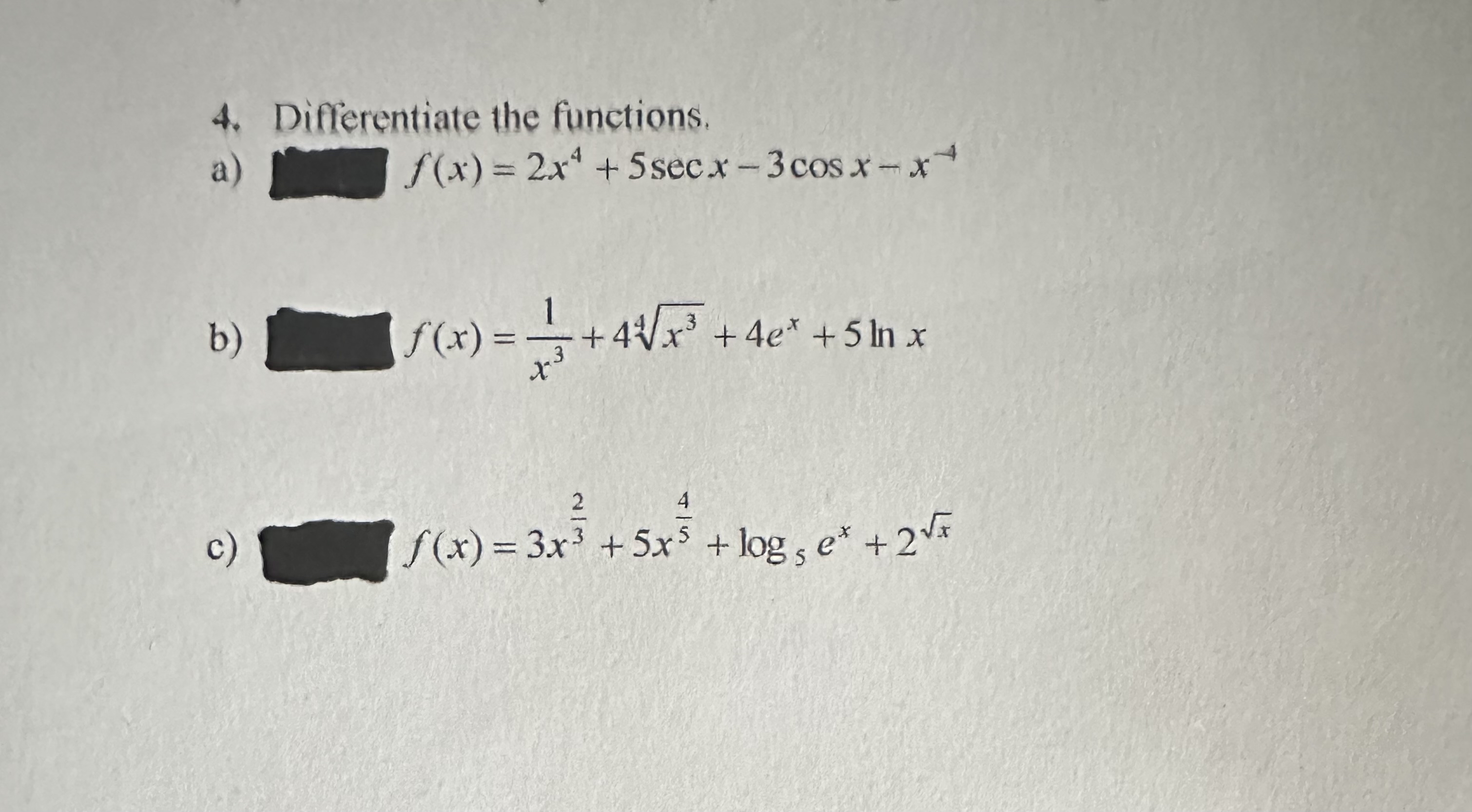 Solved Differentiate the | Chegg.com