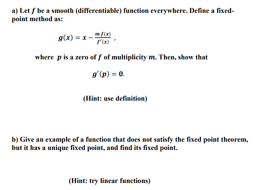 Solved a) Let f be a smooth (differentiable) function | Chegg.com