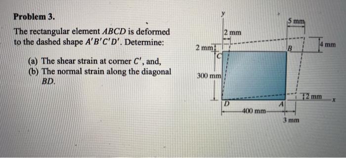 Solved 5 mm Problem 3. The rectangular element ABCD is | Chegg.com