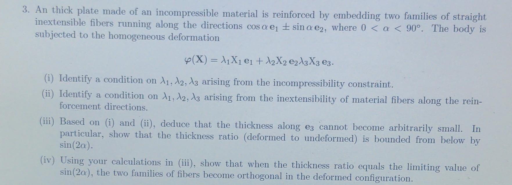 Solved 3. An thick plate made of an incompressible material | Chegg.com