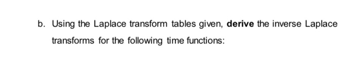 Solved b. Using the Laplace transform tables given, derive | Chegg.com