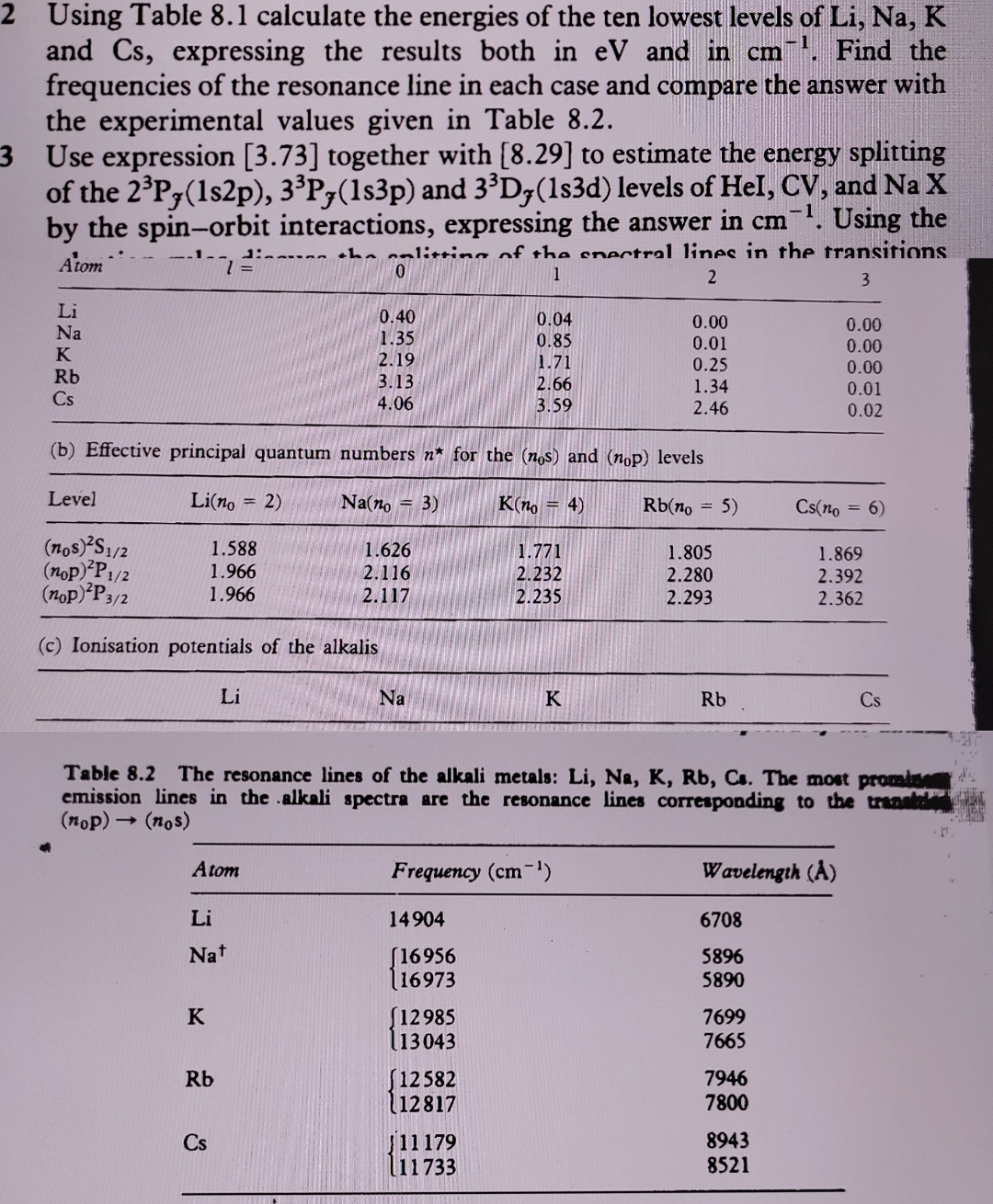 Solved 2 ﻿Using Table 8.1 ﻿calculate the energies of the ten | Chegg.com