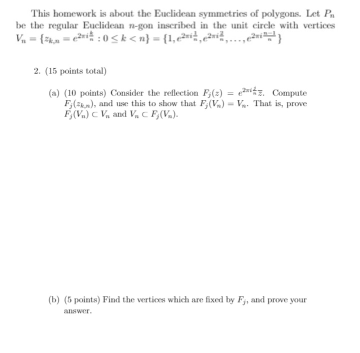 Solved This homework is about the Euclidean symmetries of | Chegg.com