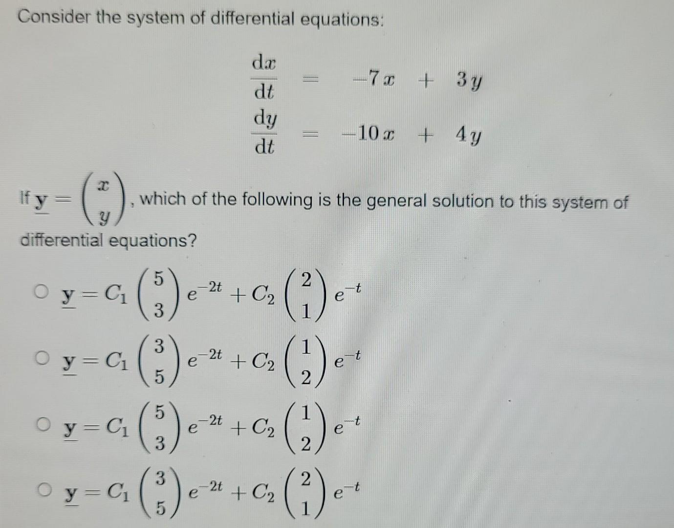 Solved Consider the system of differential equations: | Chegg.com