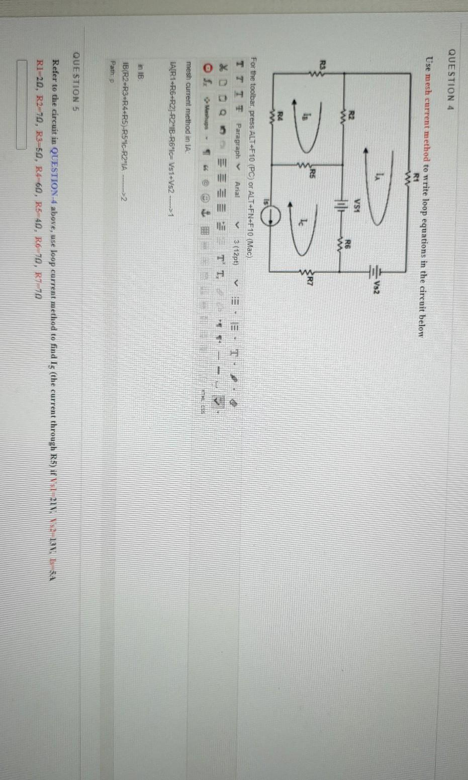 Solved QUESTION 4 Use mesh current method to write loop | Chegg.com