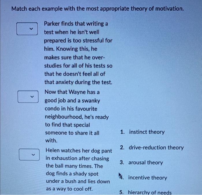 Solved Match each example with the most appropriate theory | Chegg.com