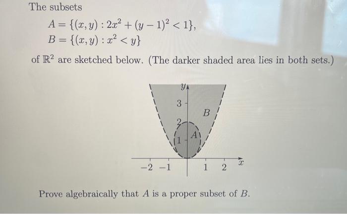 Solved The subsets A={(x,y):2x2+(y−1)2