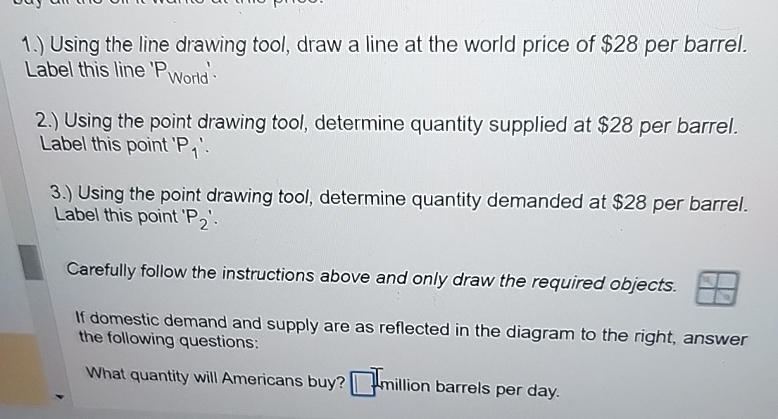 Solved 1.) ﻿Using the line drawing tool, draw a line at the | Chegg.com