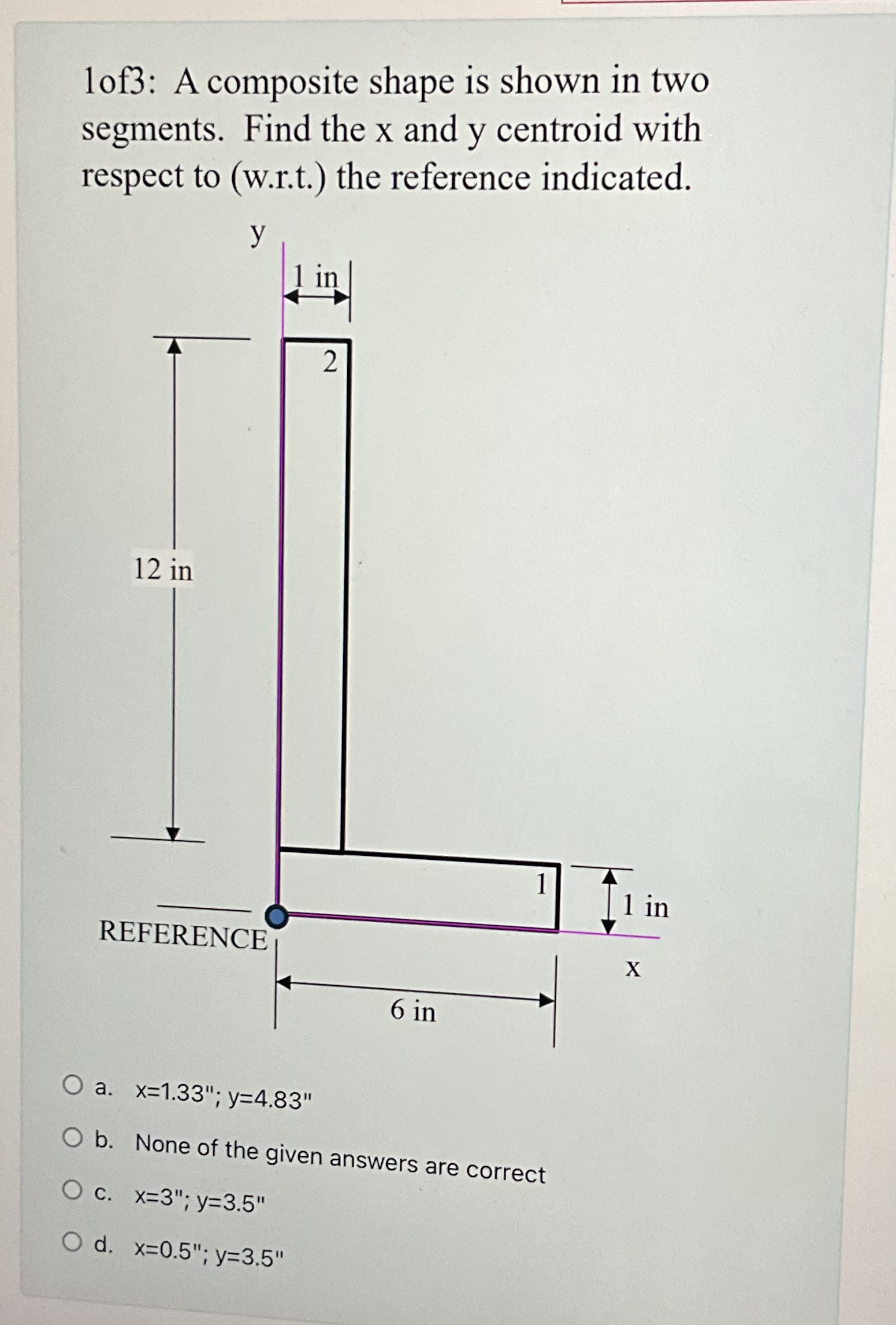 Solved 1of3: A composite shape is shown in two segments. | Chegg.com