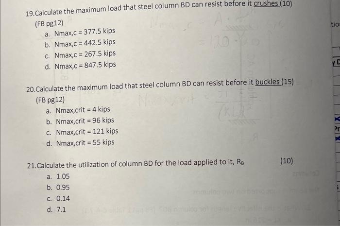 19. Calculate the maximum load that steel column BD | Chegg.com