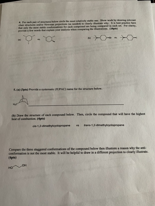Solved 4. For each pair of structures below circle the most | Chegg.com