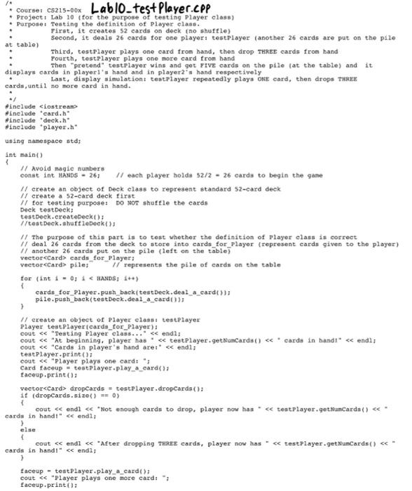 Solved C++, using the source codes provided (card.h, | Chegg.com