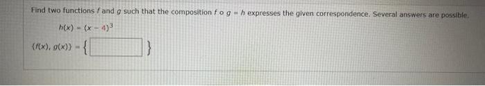 Solved Find two functions f and g such that the composition | Chegg.com