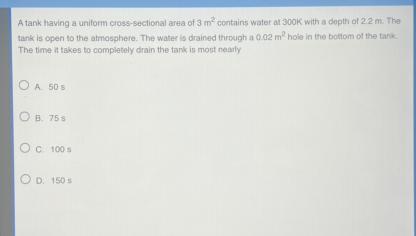 Solved A tank having a uniform cross-sectional area of 3m2 | Chegg.com