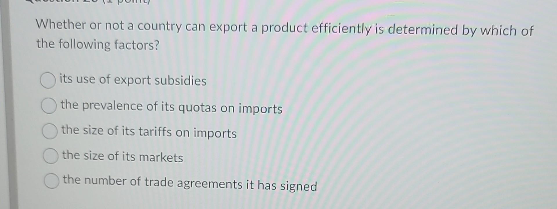 Solved Whether or not a country can export a product | Chegg.com