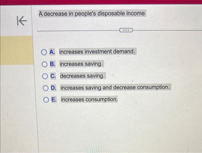 Solved A decrease in people's disposable income A. increases | Chegg.com
