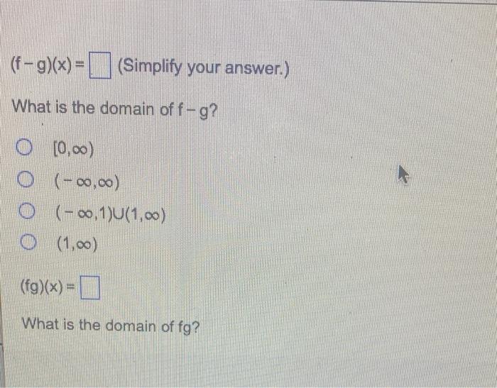Solved First find f+g,f−g, fg and gf. Then determine the | Chegg.com