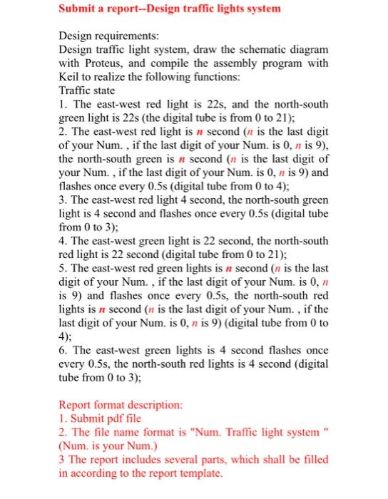 Solved Submit a report-Design traffic lights system Design | Chegg.com