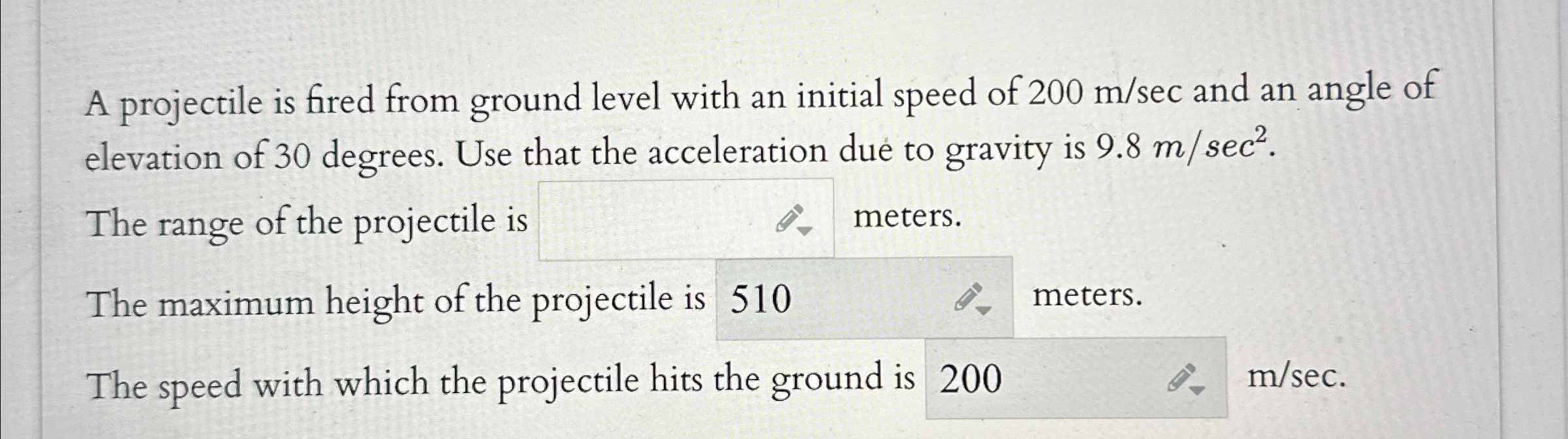 Solved A projectile is fred from ground level with an | Chegg.com