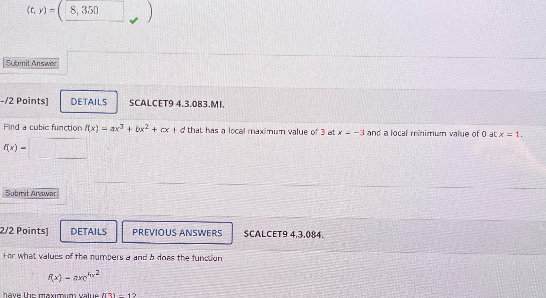 Solved Find a cubic function f(x) | Chegg.com