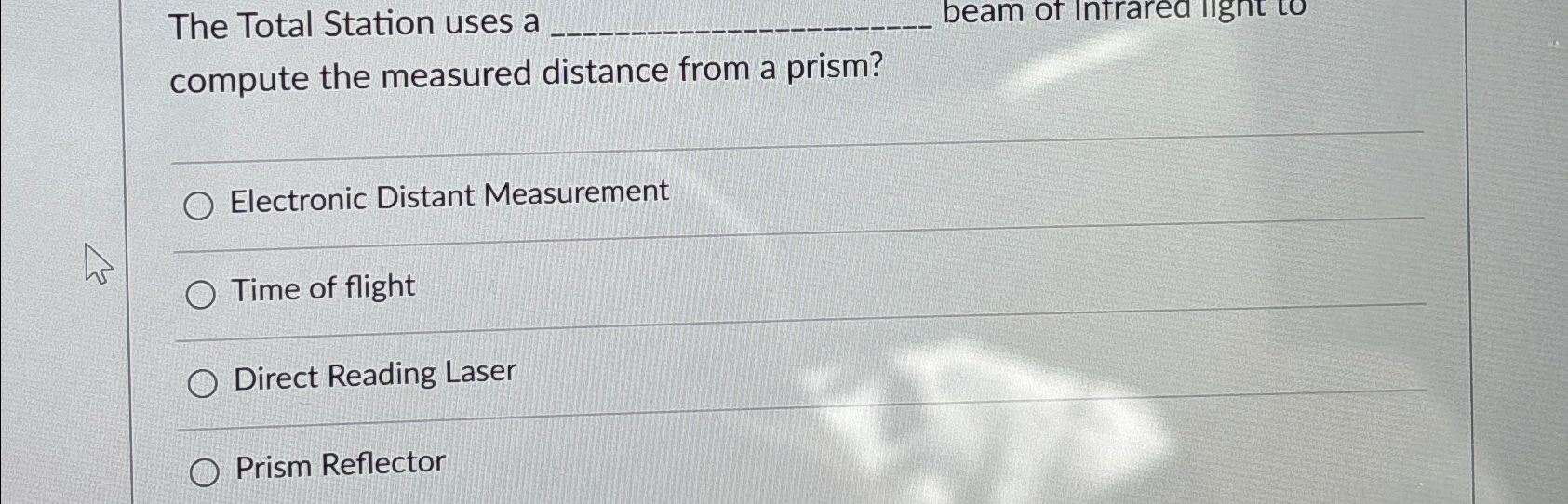 Solved The Total Station uses a beam of Intrared compute the | Chegg.com