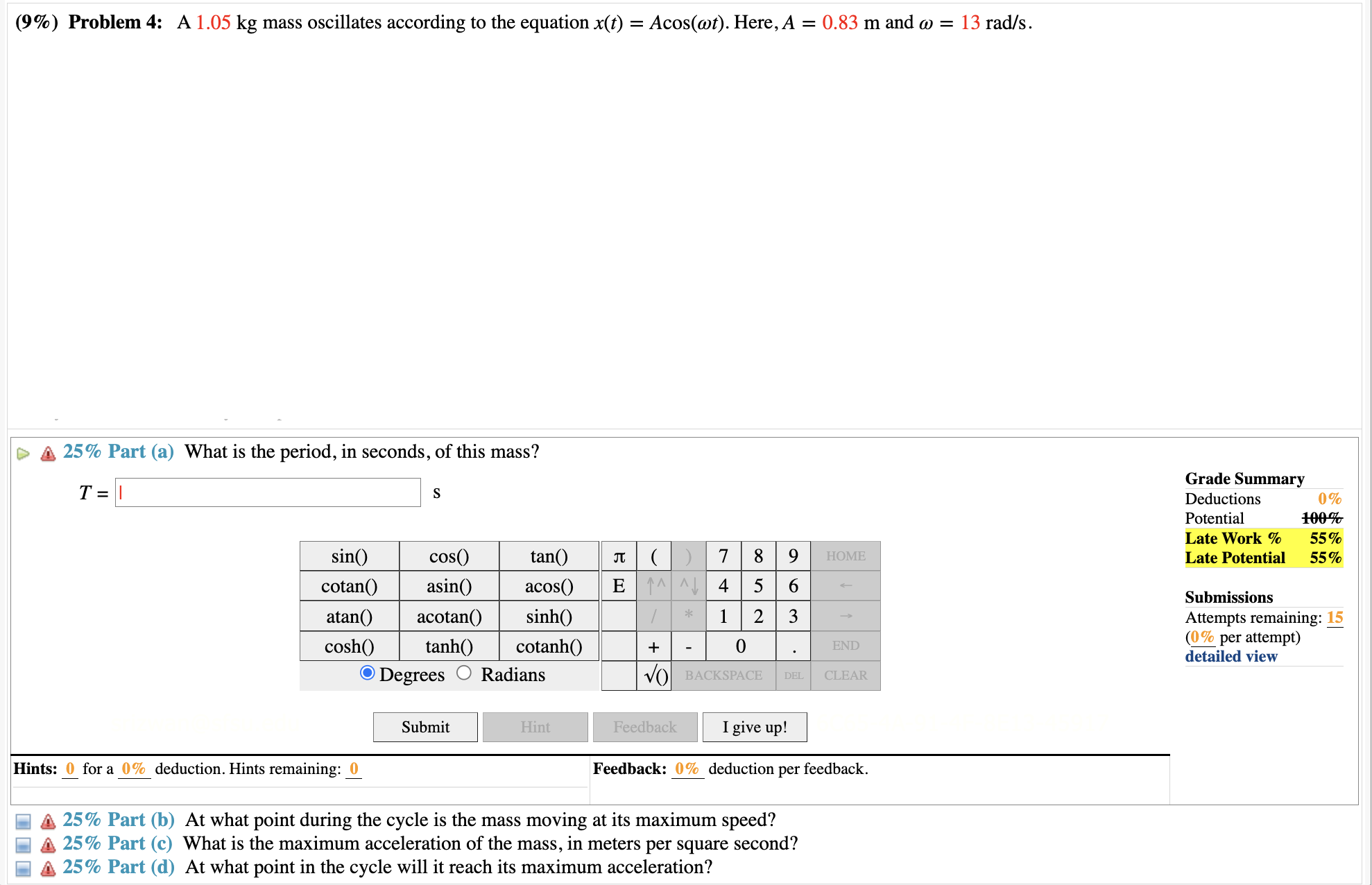 Solved Homework 7, ﻿Problem 4Please answer all parts | Chegg.com