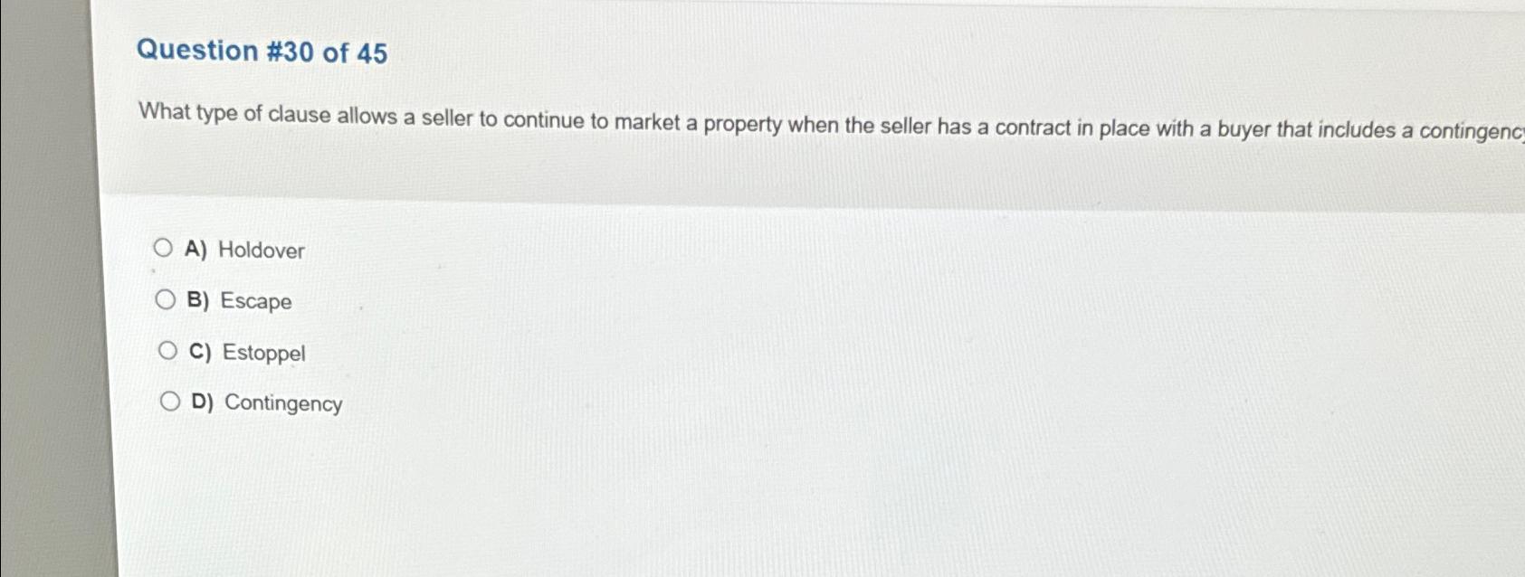 Solved Question #30 ﻿of 45What type of clause allows a | Chegg.com
